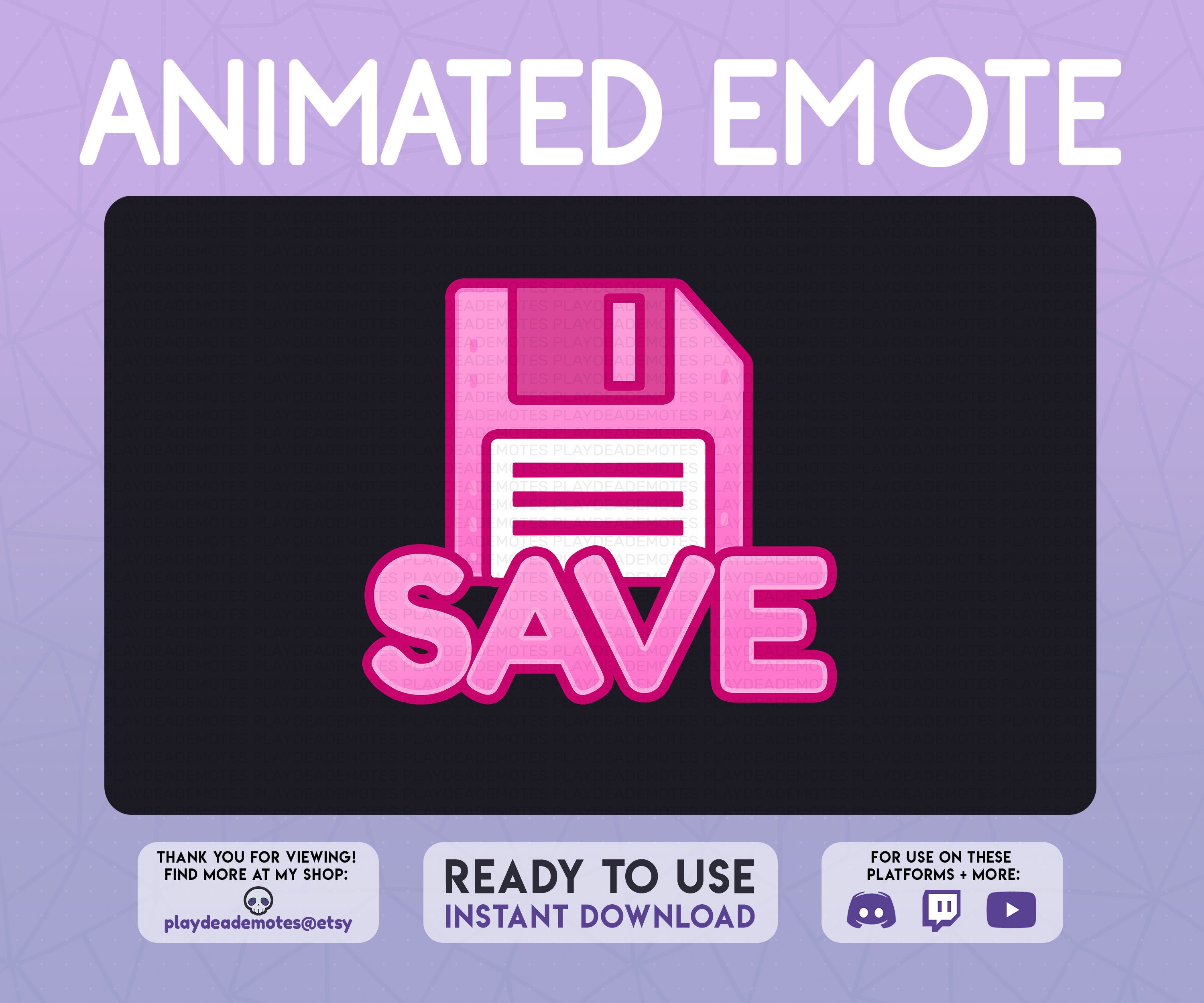 Pink SAVE Animated Emote ANIMATED STATIC Floppy Disk Save Emote Kawaii ...