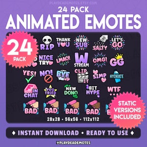 24 ANIMATED EMOTES Starter Pack | Animated+static Versions Included ...