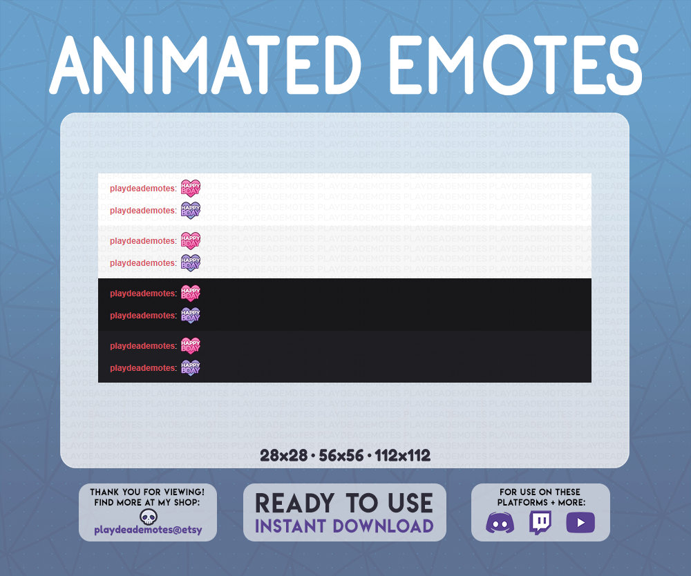 Animated Pink Happy Birthday Emote | ANIMATED + STATIC Cute Pink Bday ...