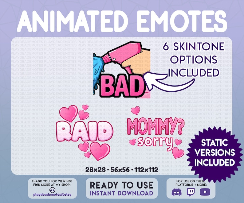 3 Animated Emotes: Soft Pink Mommy? Sorry, Raid, Bad Spray (animated ...