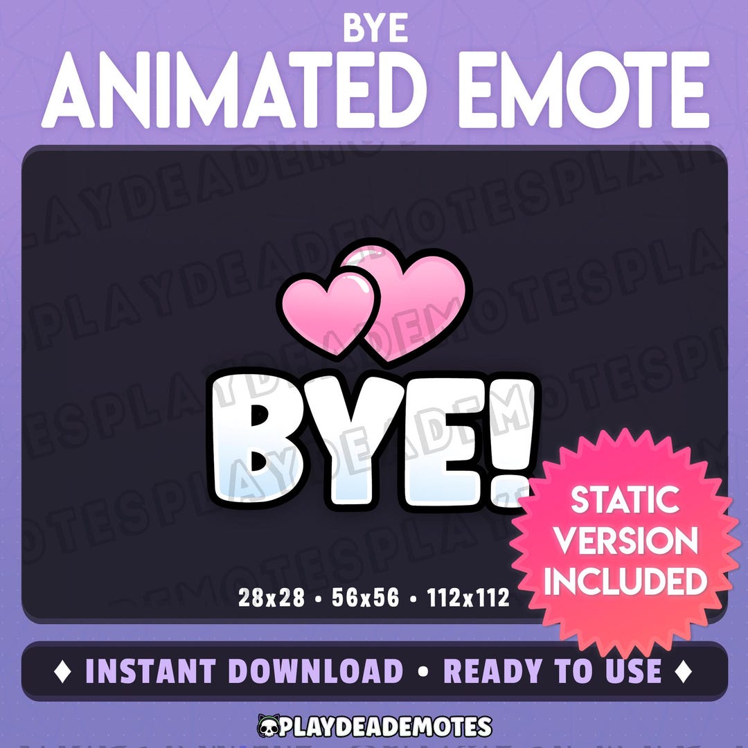 Animated BYE Goodbye Emote in Soft Pastel Pink + Hearts (animated ...