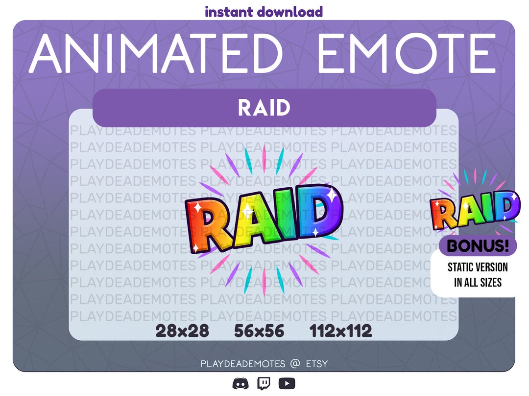 ANIMATED + STATIC RAID Rainbow Twitch Emotes | Bright Rainbow Animated ...