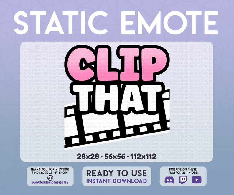CLIP THAT EMOTE Pink Clip That Emote, Static Clip It Emote, Kawaii Cute ...