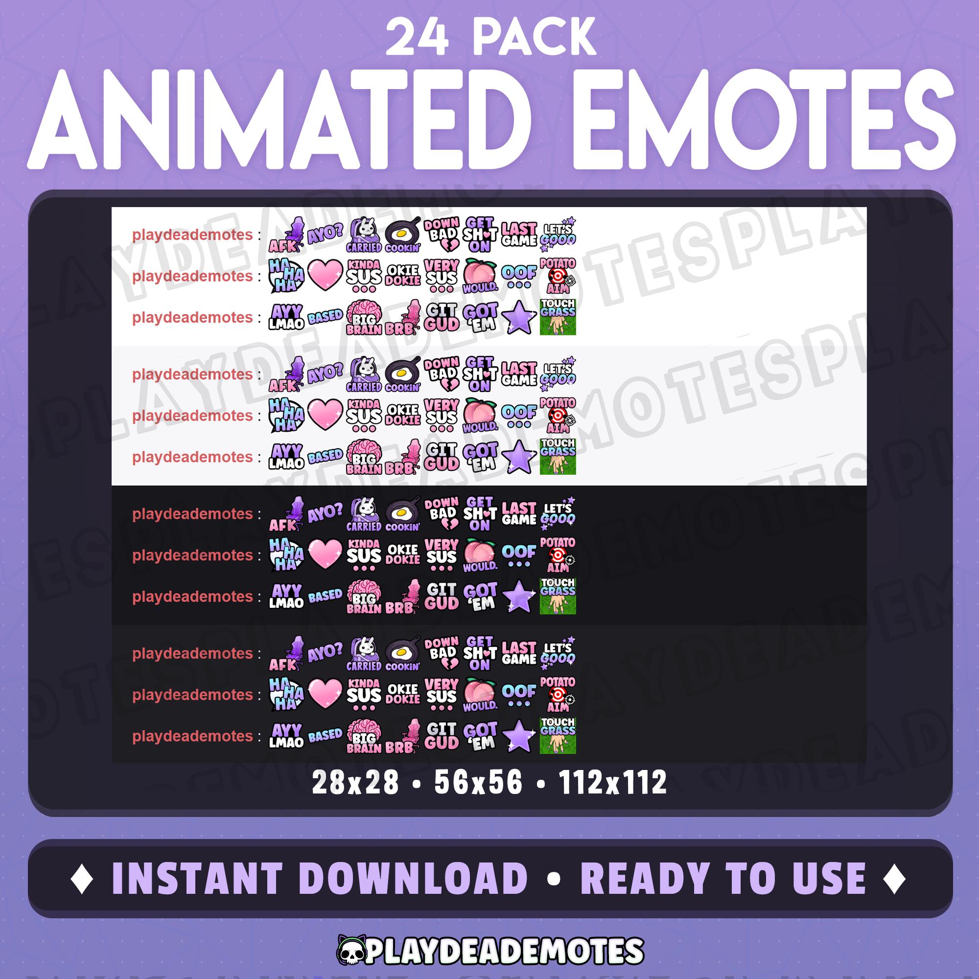 50 Animated Emotes: Soft Pastel Pink, Purple, and Blue Emote Pack ...