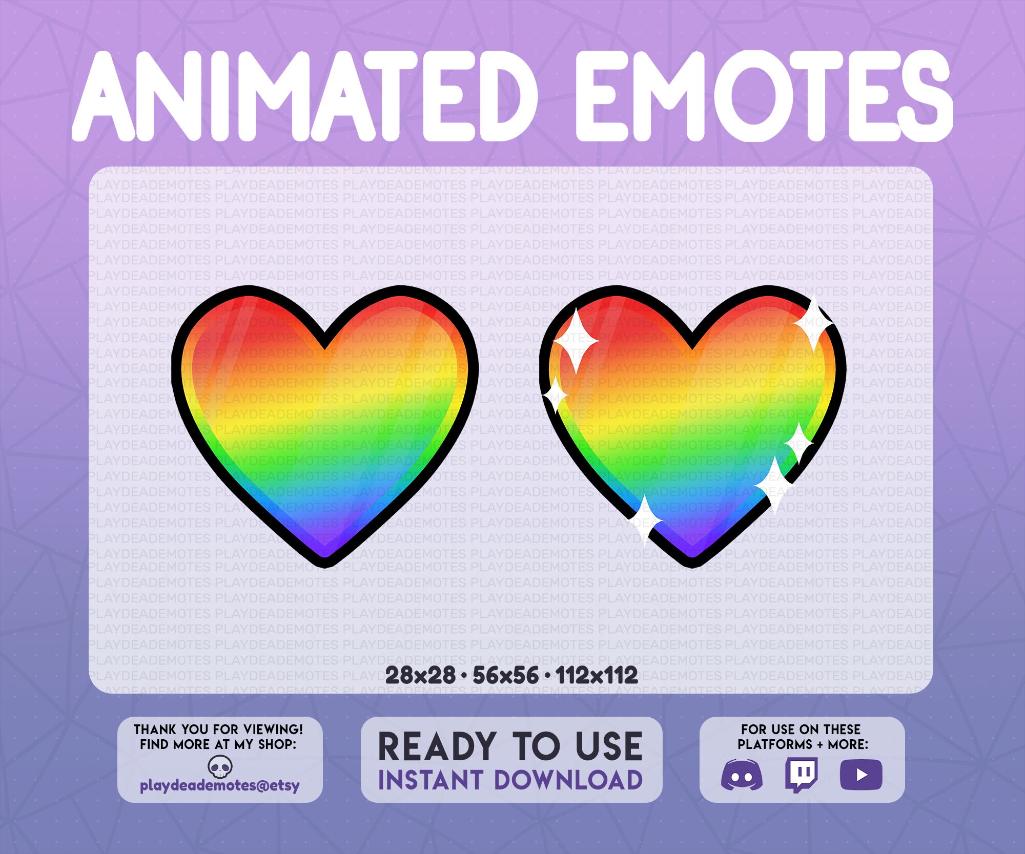 Animated RAINBOW Heart Emote | ANIMATED + STATIC Kawaii Rainbow Heart ...