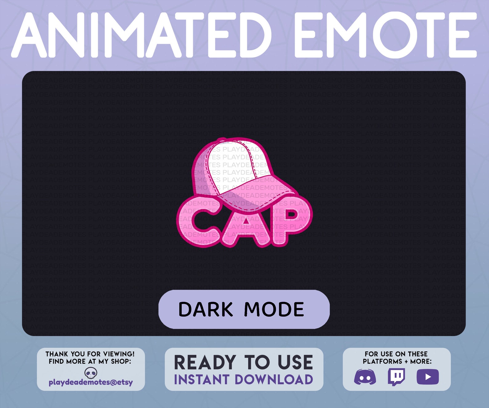 ANIMATED CAP Emote Pink Animated Cap Emote, Kawaii Cute Animated Text ...