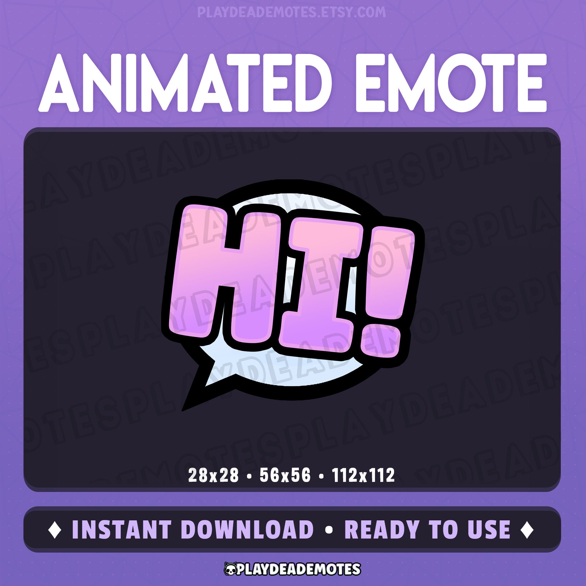 ANIMATED HI EMOTE | Animated + Static Version Included; Pastel Purple ...