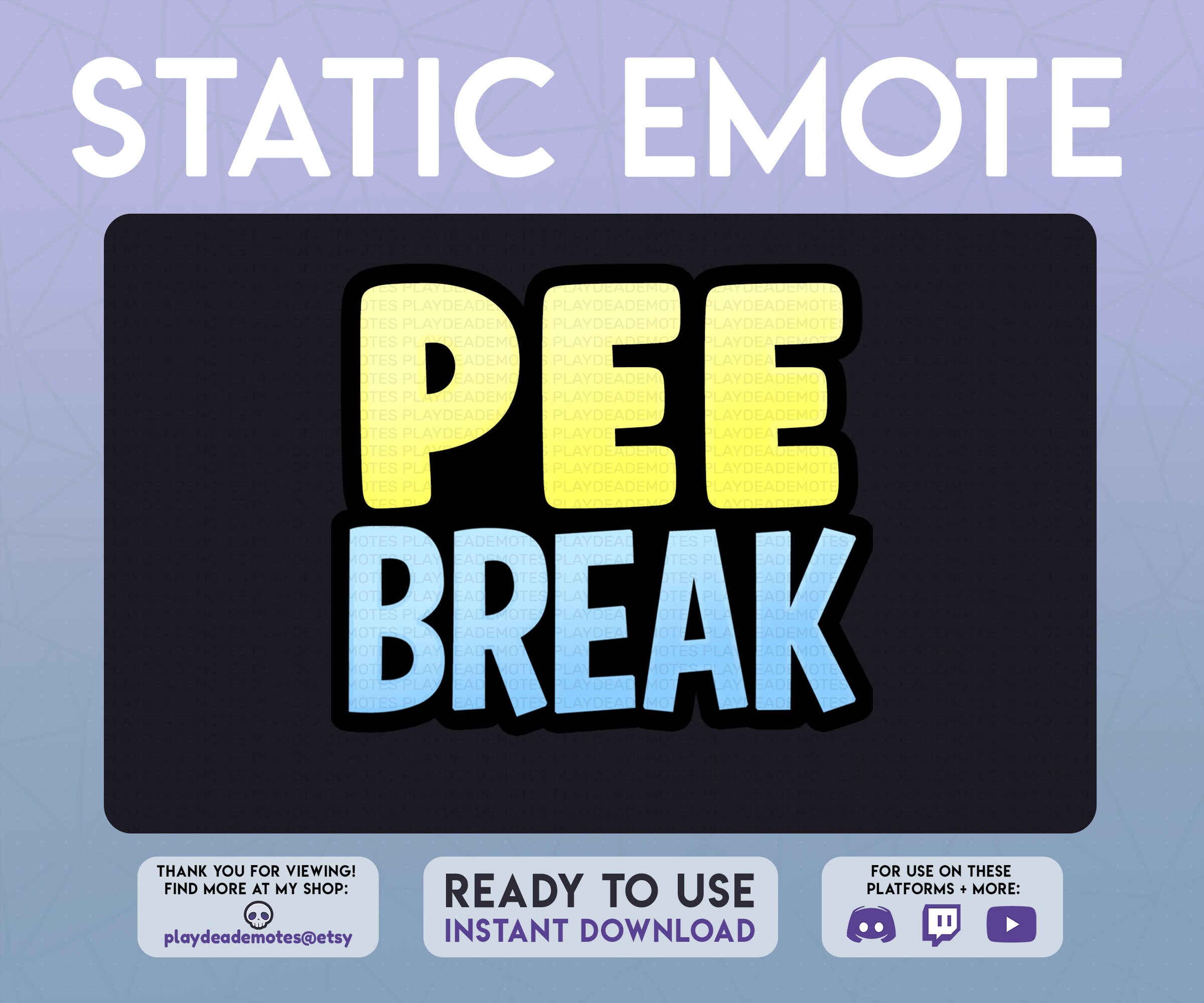 PEE BREAK EMOTE | Cute Cheeky Pee Break Emote, Static Bio Break Emote ...