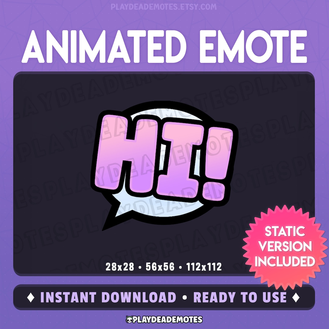 ANIMATED HI EMOTE | Animated + Static Version Included; Pastel Purple ...