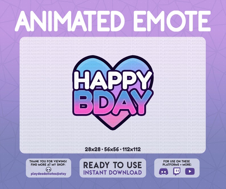 Animated Pink Blue Happy Birthday Emote ANIMATED STATIC Cute Pink Blue ...