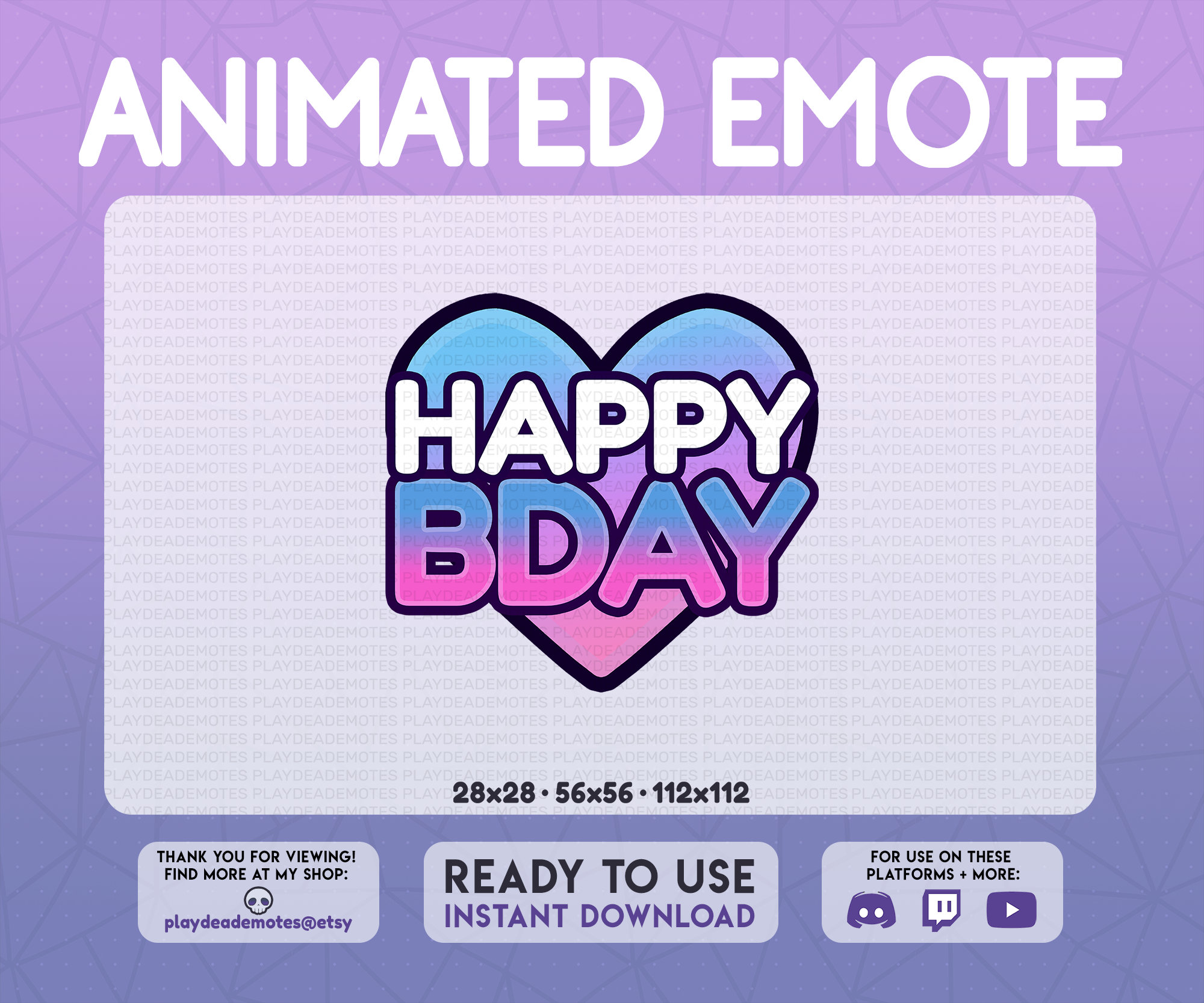 Animated Pink Blue Happy Birthday Emote ANIMATED STATIC Cute Pink Blue ...