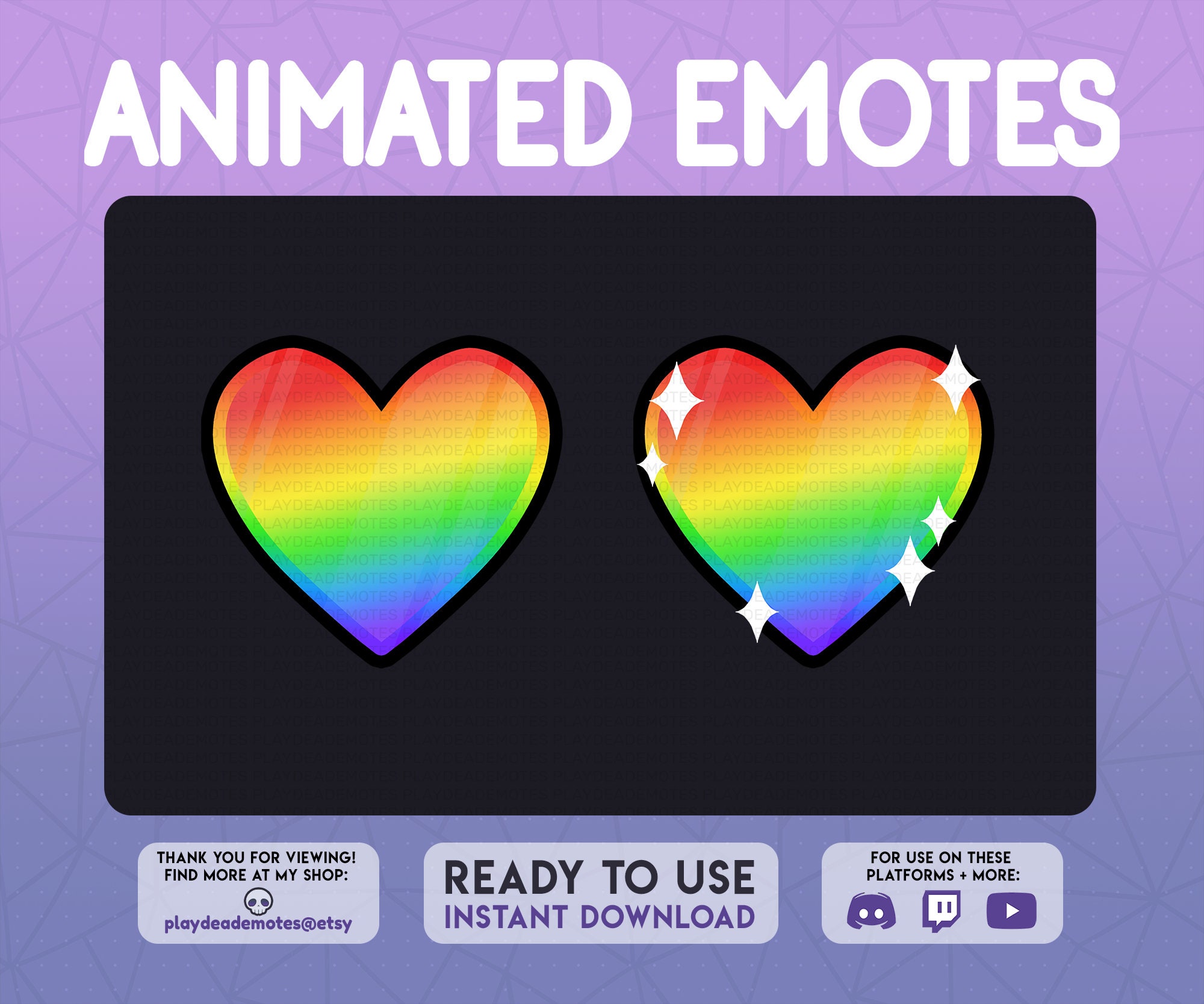 Animated RAINBOW Heart Emote | ANIMATED + STATIC Kawaii Rainbow Heart ...