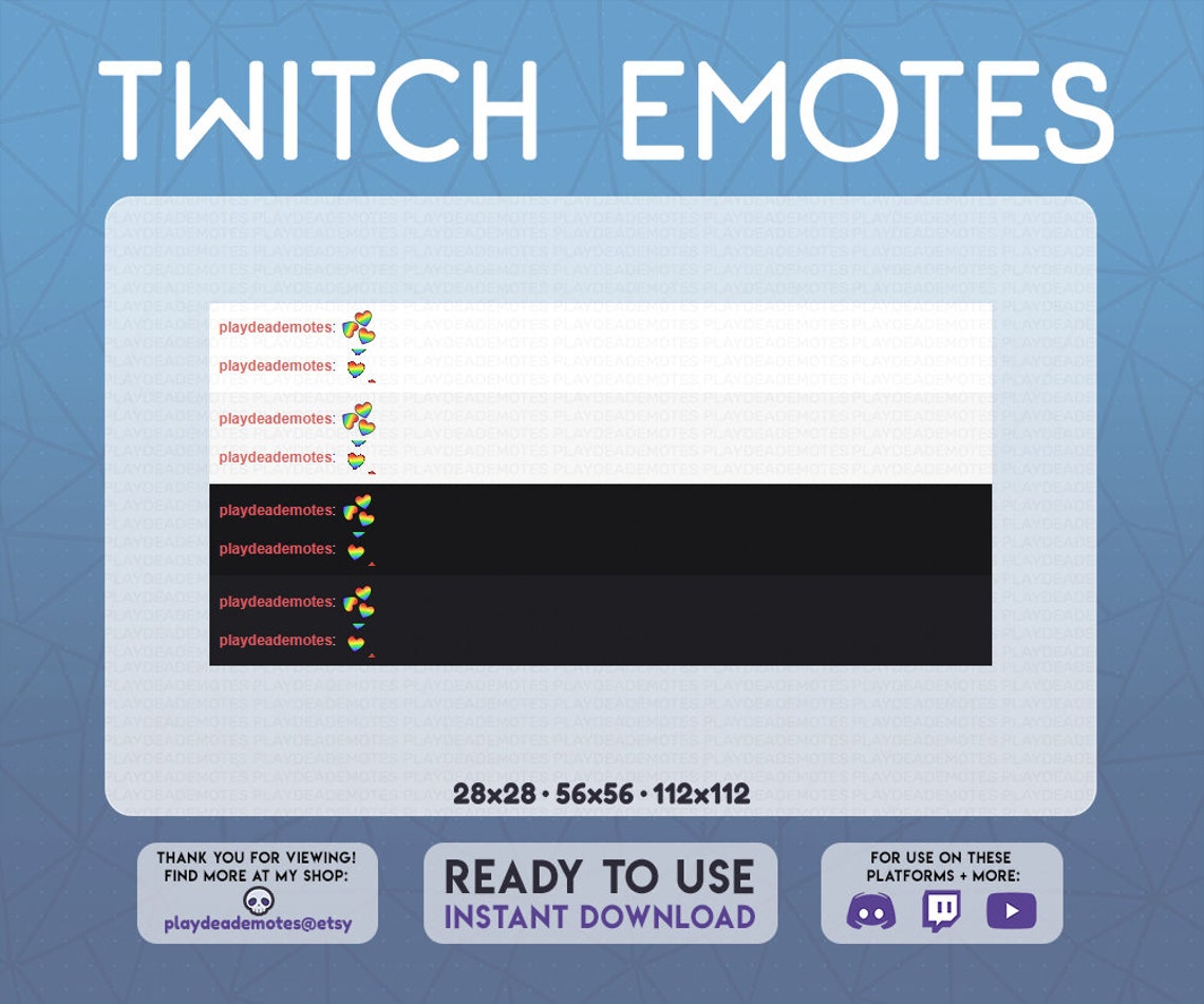 Animated Raining Heart Emote ANIMATED STATIC RAINBOW Falling Heart ...