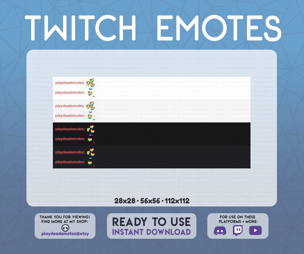Animated Raining Heart Emote ANIMATED STATIC RAINBOW Falling Heart ...