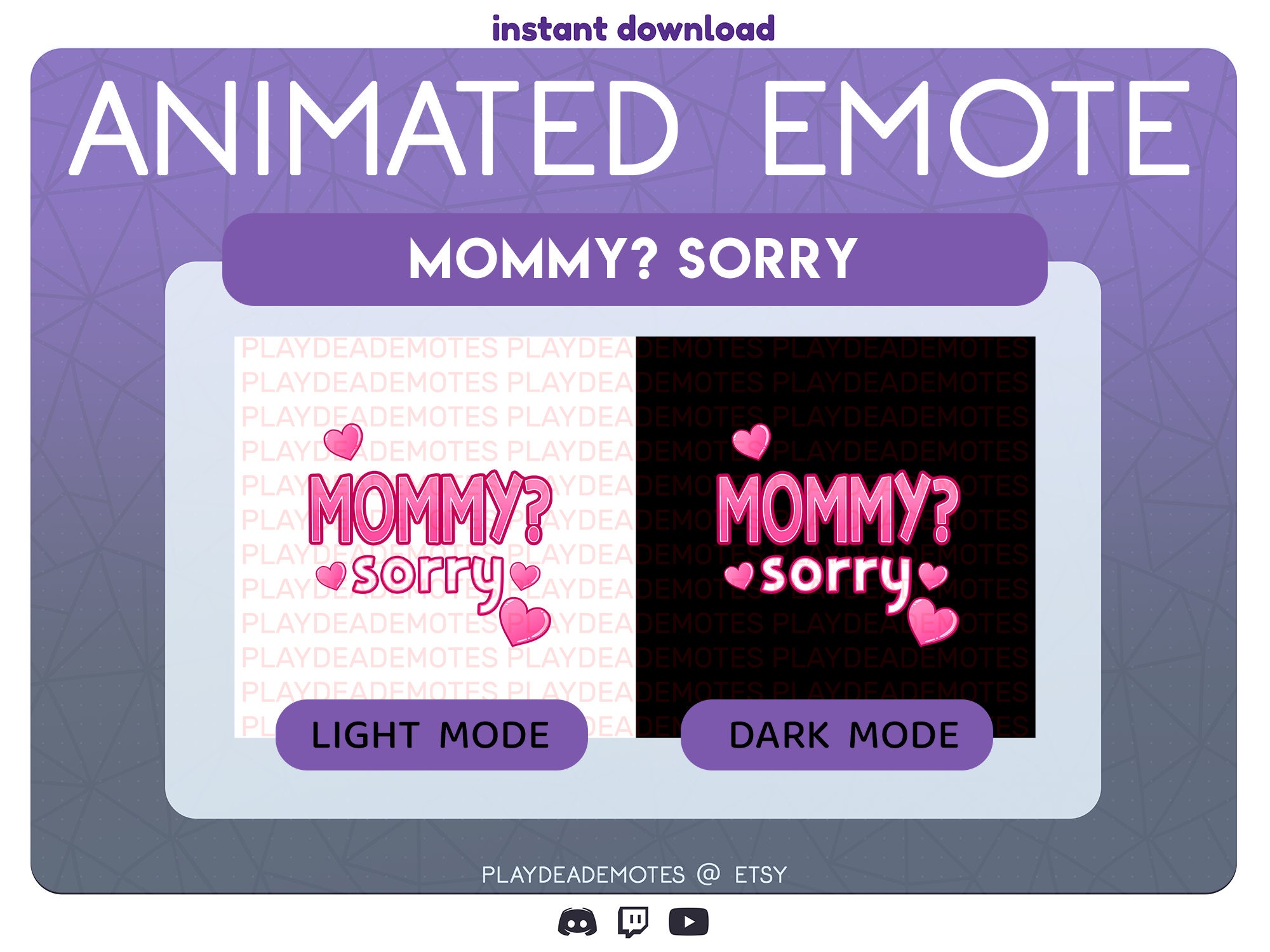 ANIMATED + STATIC Kawaii Pink Mommy? Sorry Twitch Emote | Pastel Mommy ...