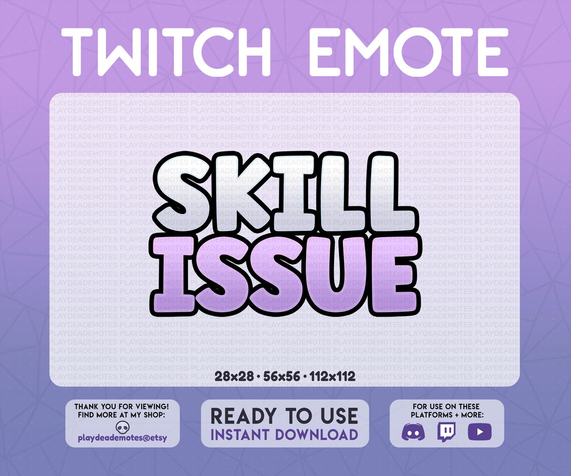 Purple SKILL ISSUE Emote Cute Purple Text Emote No Skill Emote, Skill ...