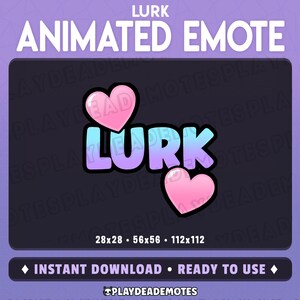 Animated LURK Emote in Pastel Purple Blue With Pink Hearts (animated ...