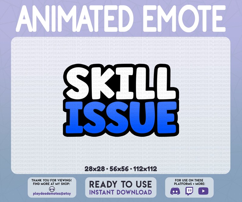 SKILL ISSUE Animated Emote | Bold Funny Blue Skill Issue Emote, Vibrant ...