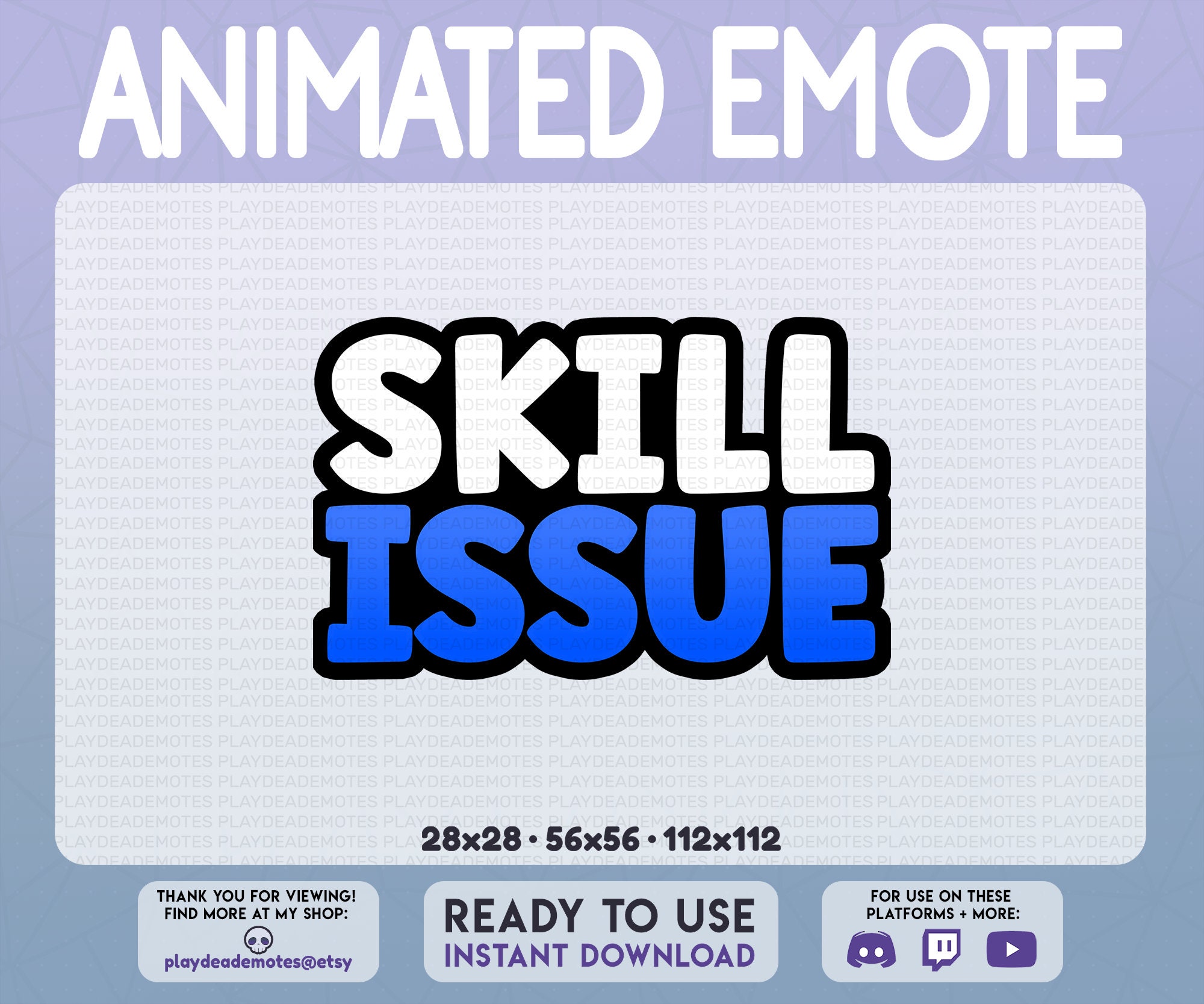 SKILL ISSUE Animated Emote | Bold Funny Blue Skill Issue Emote, Vibrant ...