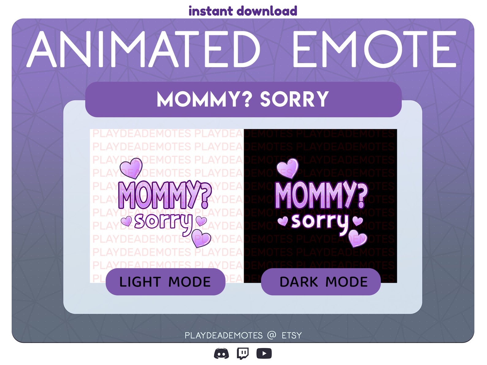 ANIMATED + STATIC Kawaii Purple Mommy? Sorry Twitch Emote | Cute Pastel ...