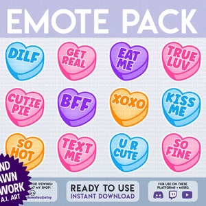 12 CANDY HEART EMOTES - Pack 02 | Cute Sweet Candy Heart Emote Pack ...