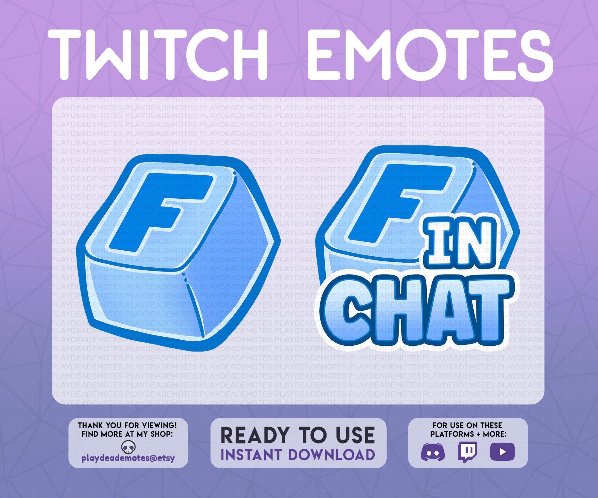 Blue F Key Emote F in Chat Emote Kawaii Cute Blue F Key Emote, Loss ...