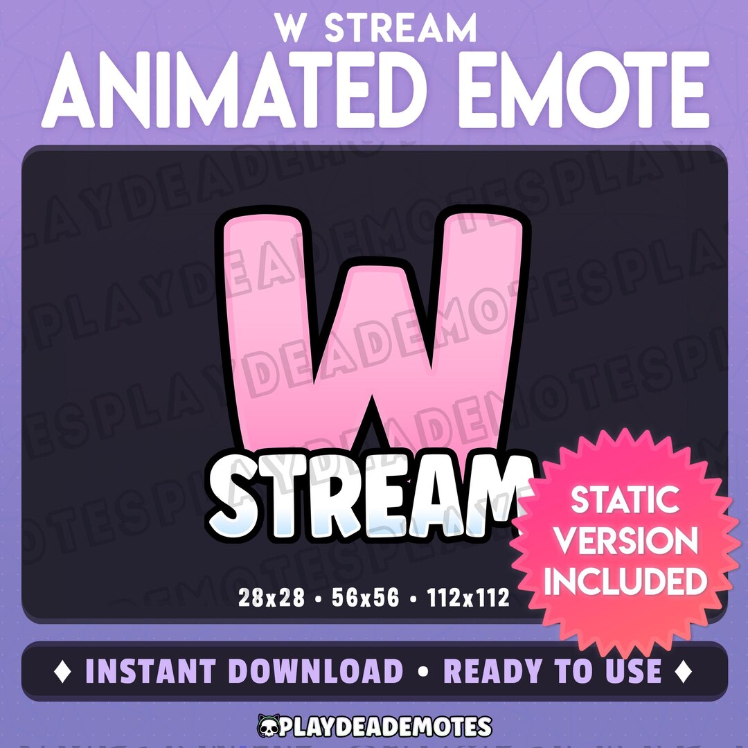 Animated W STREAM Emote in Soft Pastel Pink (animated+static) (digital ...