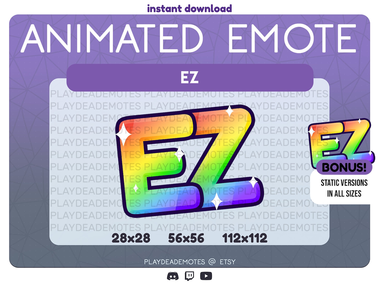 ANIMATED + STATIC Kawaii Rainbow Animated EZ Twitch Emote | Cute ...
