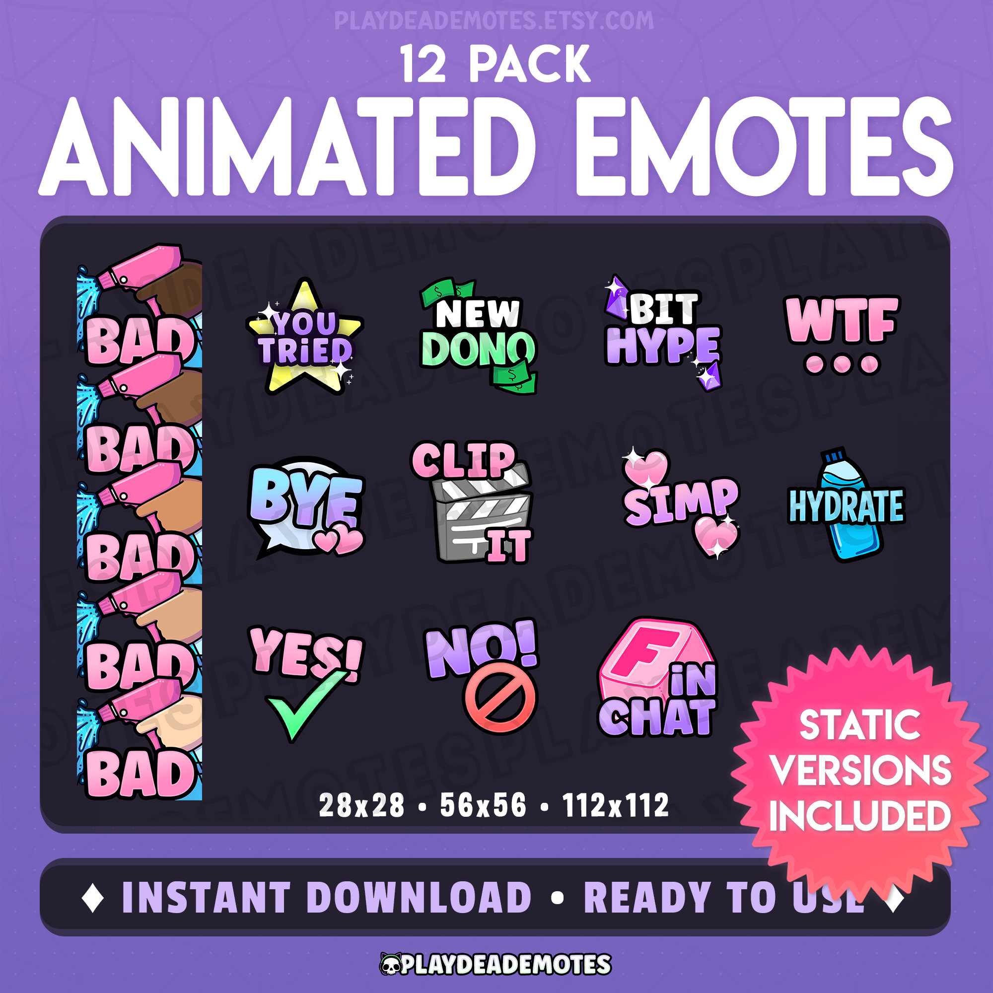 12 ANIMATED EMOTES Starter Pack #2 | Animated+static Version Included ...