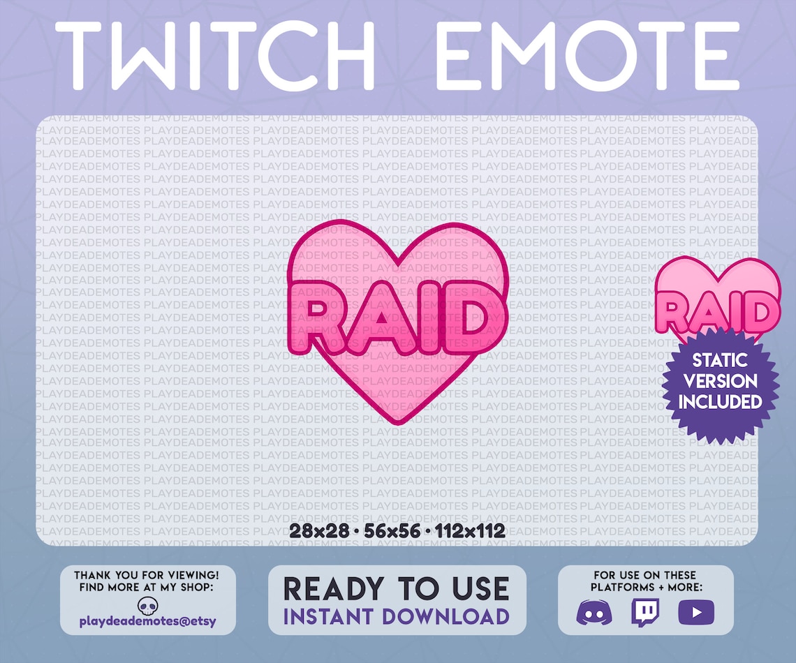 Kawaii Pink Raid Heart Animated Emote Cute Raid Heart Pink Animated ...