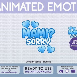 ANIMATED STATIC Mami Sorry Emote Kawaii Cute Bright Blue - Etsy