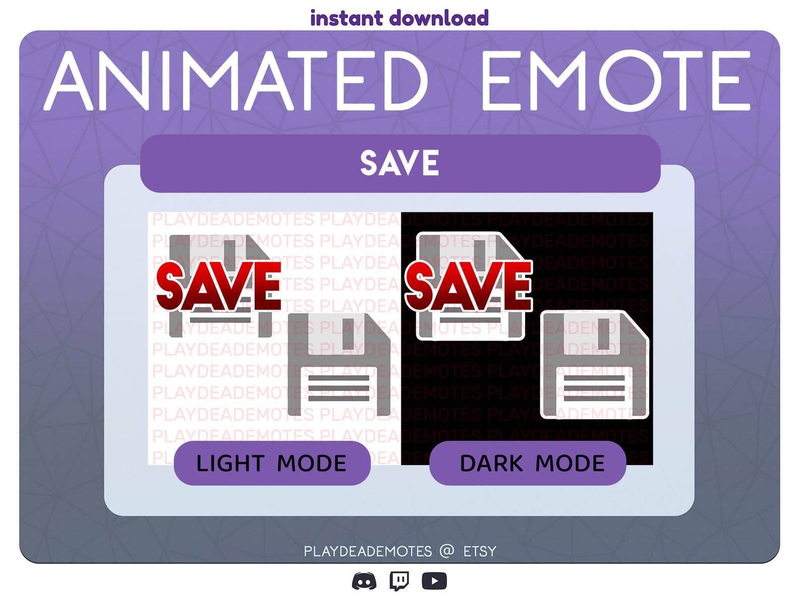 2 ANIMATED 2 STATIC Floppy Disk SAVE Emotes Cute Flashy Dancing Bright ...