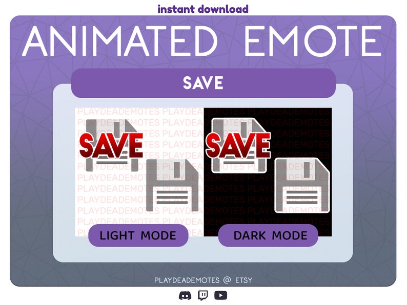 2 ANIMATED 2 STATIC Floppy Disk SAVE Emotes Cute Flashy Dancing Bright ...