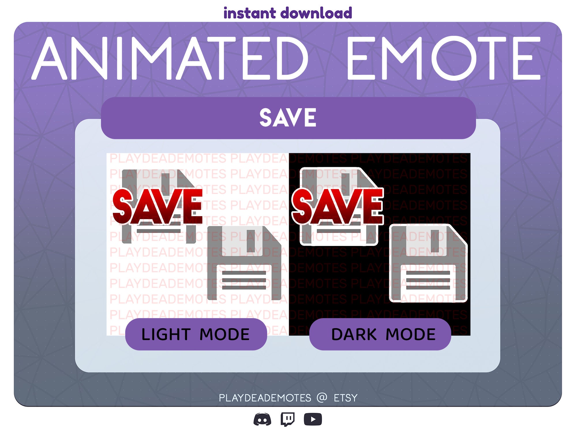 2 ANIMATED 2 STATIC Floppy Disk SAVE Emotes Cute Flashy Dancing Bright ...