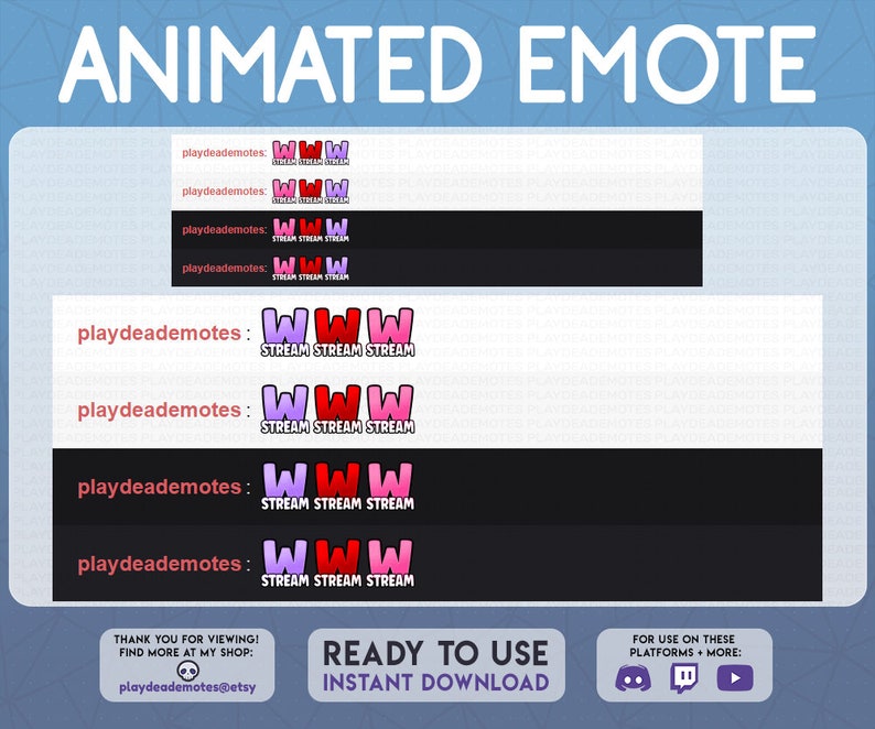 W STREAM ANIMATED EMOTE | Animated + Static Included, Pastel Purple W ...