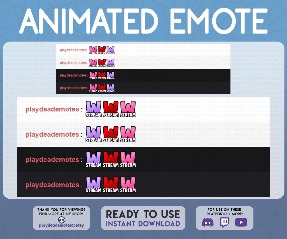 W STREAM ANIMATED EMOTE | Animated + Static Included, Pastel Purple W ...