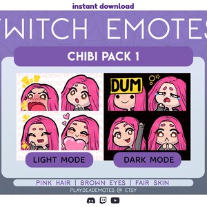 Chibi Girl Emote 8-pack | Pink Hair + Brown Eyes + Fair Skin | Sleepy ...