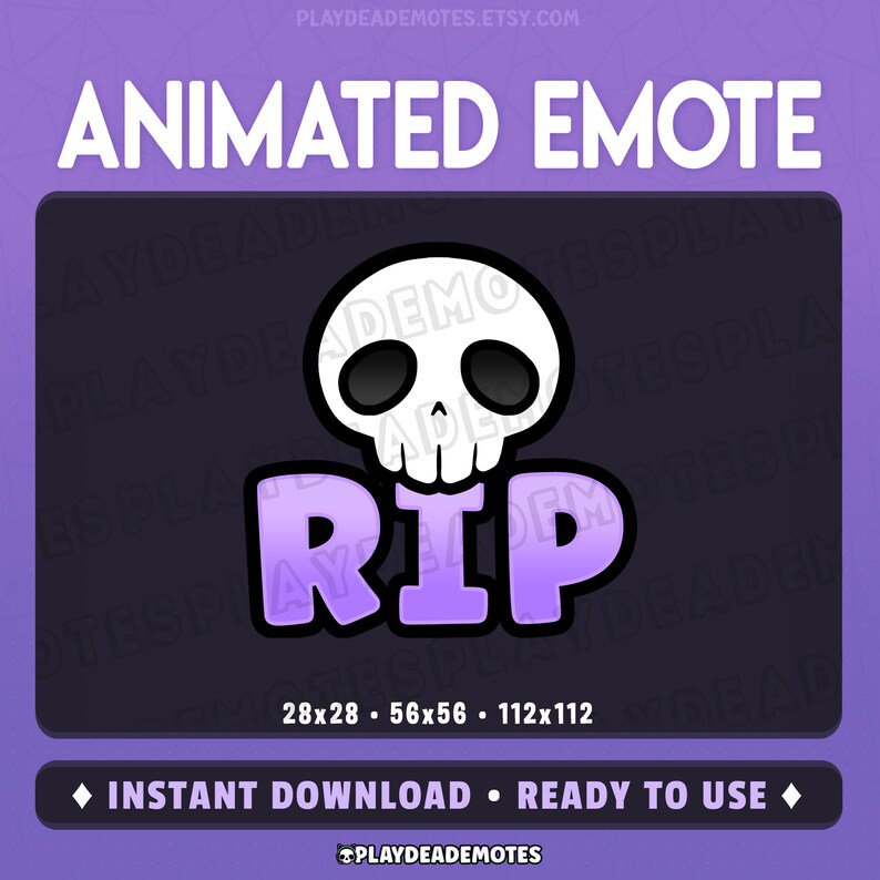 Animated RIP Emote in Soft Purple With Skull (animated+static) (digital ...