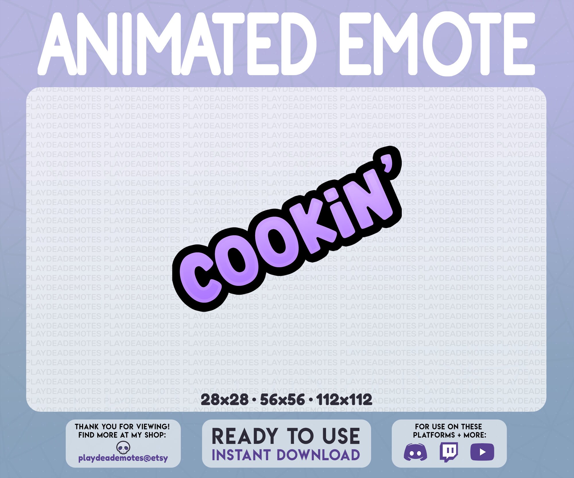 ANIMATED COOKIN EMOTE Animated Static Version Included, Pastel Purple ...