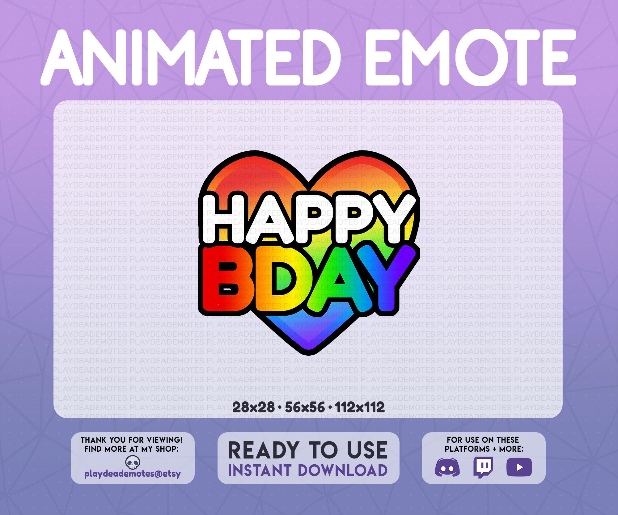 Animated RAINBOW Happy Birthday Emote | ANIMATED + STATIC Cute Rainbow ...