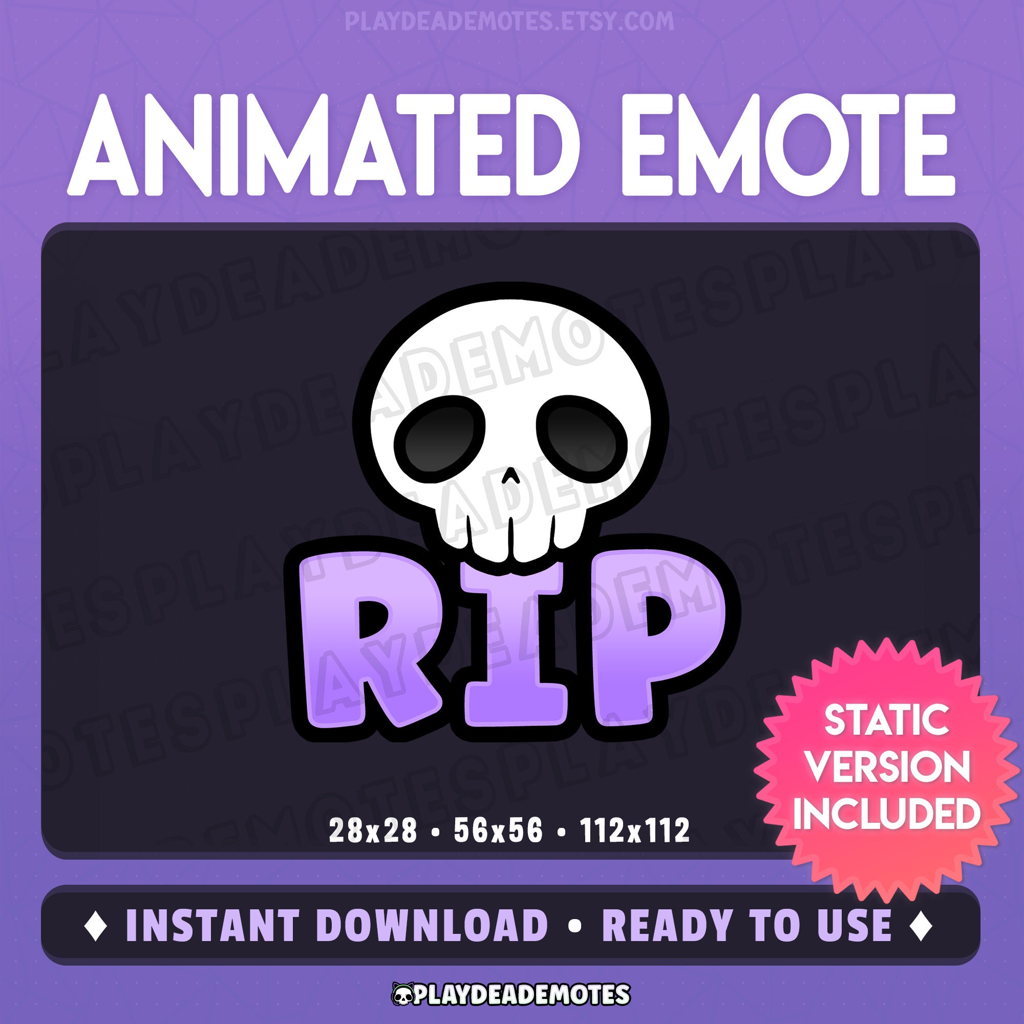 RIP ANIMATED EMOTE Animated Static Versions Included Pastel Purple Rip ...