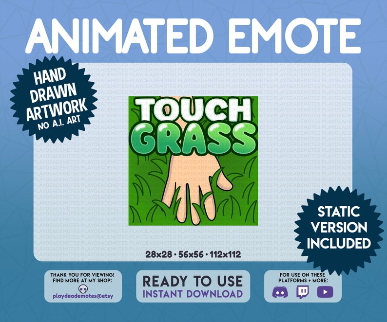 Touch Grass Animated Emote | ANIMATED + STATIC Touch Grass Emote ...