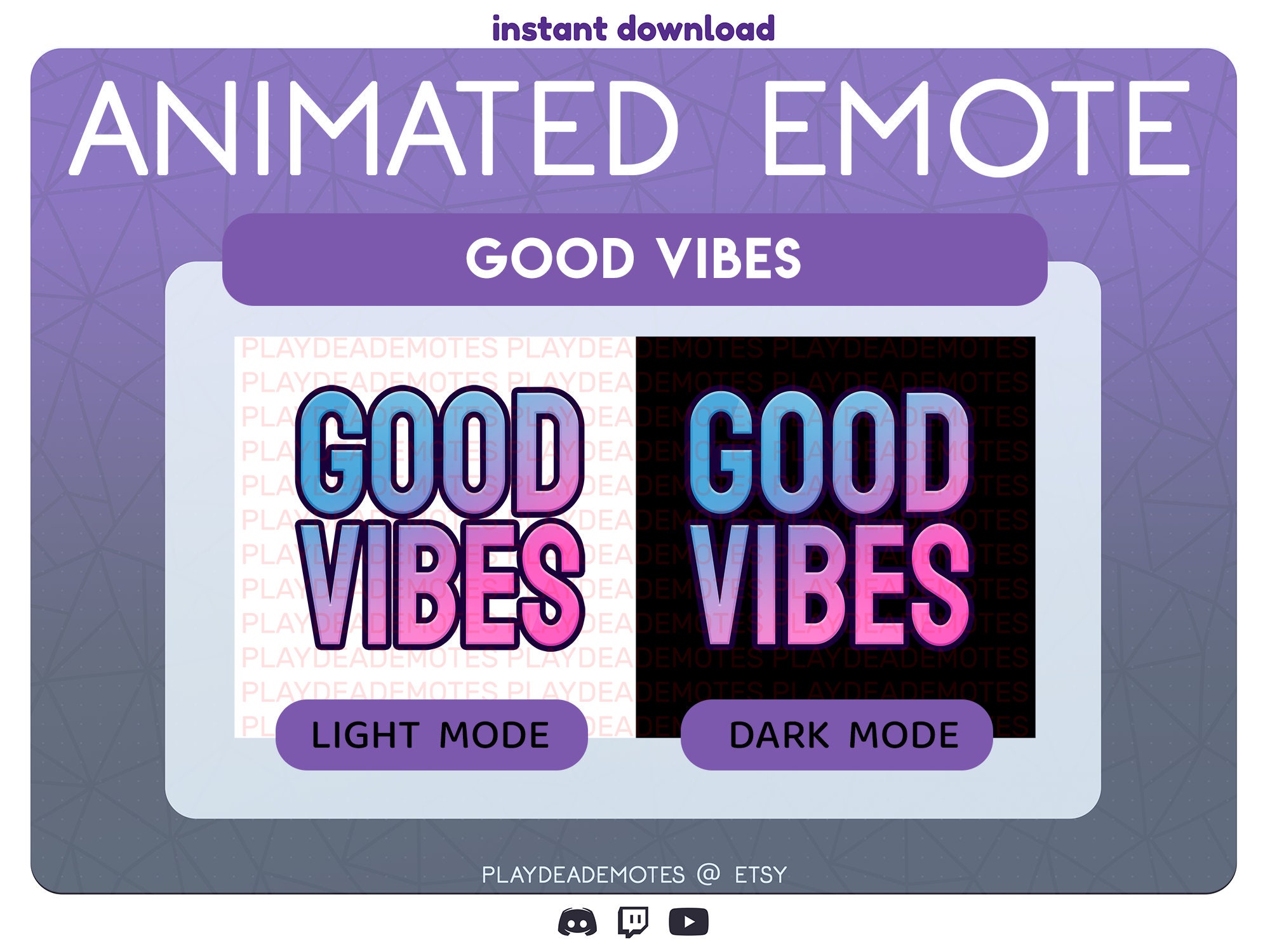 ANIMATED + STATIC Pink and Blue Good Vibes Twitch Emotes | Cute Chill ...