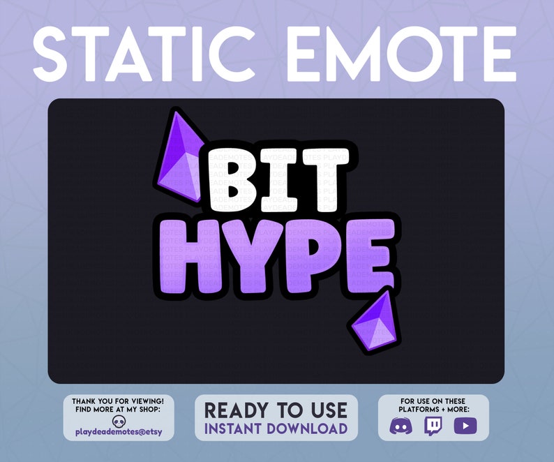 BIT HYPE EMOTE | Purple Bit Hype Emote, Static Twitch Bit Emote, Bit ...