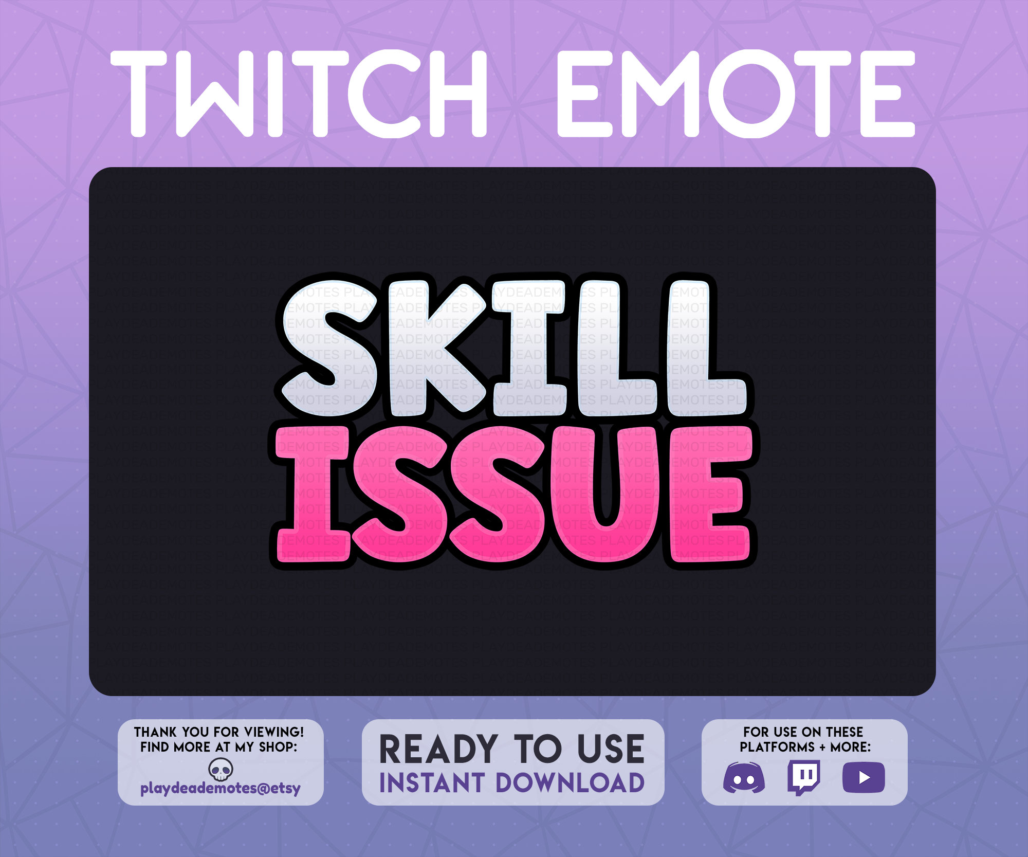 Pink SKILL ISSUE Emote | Cute Pink Text Emote | No Skill Emote, Skill ...
