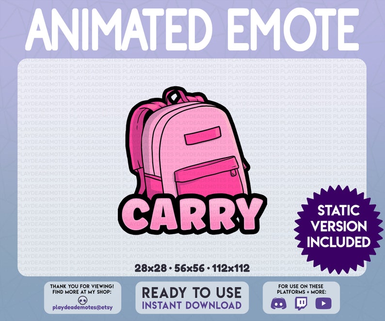 ANIMATED CARRY EMOTE Animated Static Versions Included, Pastel Pink ...