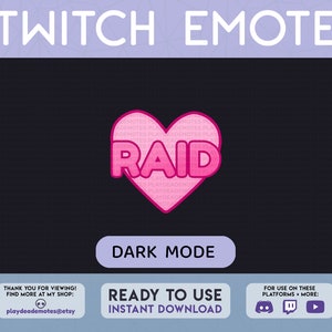 Kawaii Pink Raid Heart Animated Emote | Cute Raid Heart Pink Animated ...