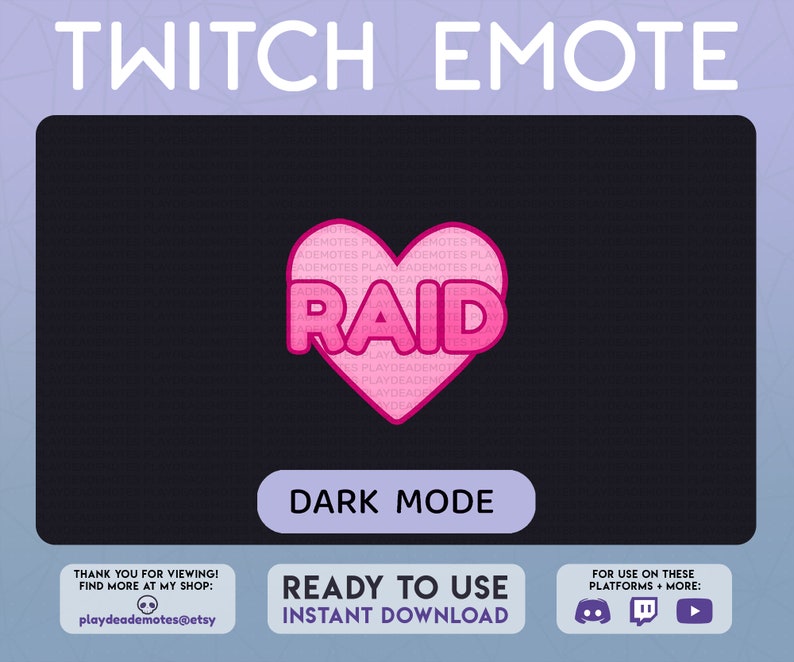 Kawaii Pink Raid Heart Animated Emote | Cute Raid Heart Pink Animated ...