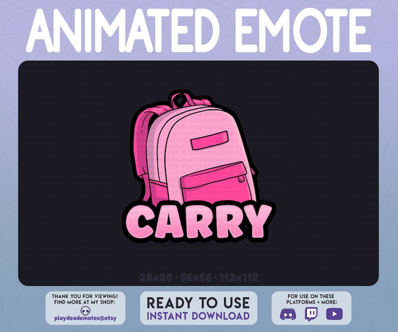 ANIMATED CARRY EMOTE | Animated + Static Versions Included, Pastel Pink ...