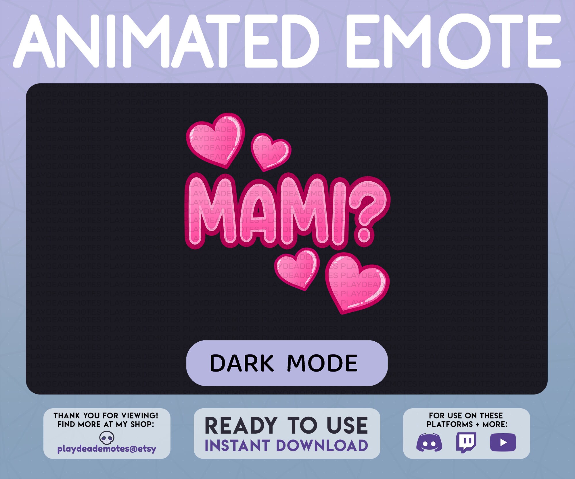 ANIMATED + STATIC Mami? Emote | Kawaii Cute Bright Pink Mami Emote ...